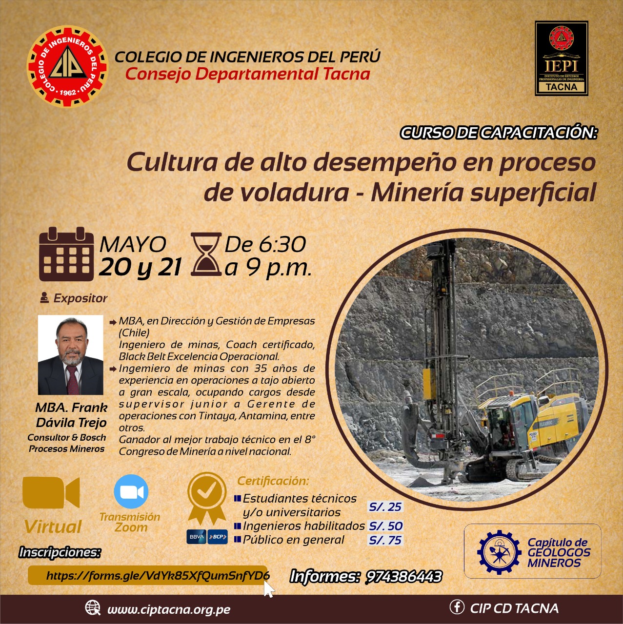 CURSO DE CAPACITACIÓN MAYO – CIP CD TACNA – CONSEJO DEPARTAMENTAL DEL ...